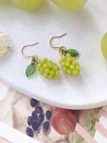 2 Pcs Fresh Summer Cute Resin Green And Purple Grape Fruit Drop Clip ...