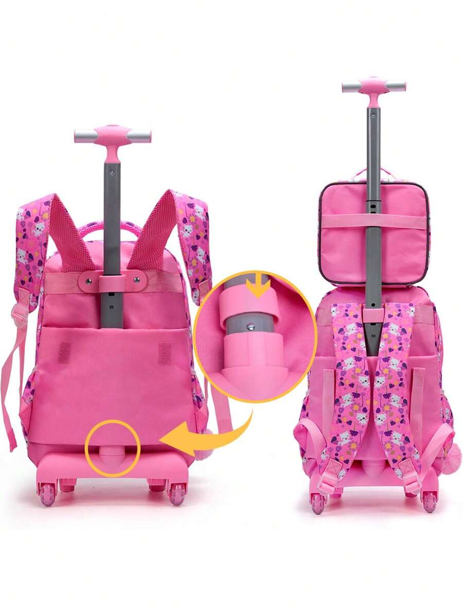 BLING BABIES 3Pcs Set Rolling Backpack For Girls Pink Cute Cartoon ...