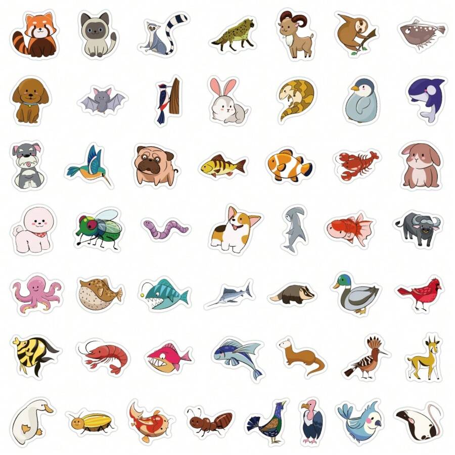 100PCS Cute Farm Animals Stickers Vinyl Aesthetics Stickers For ...