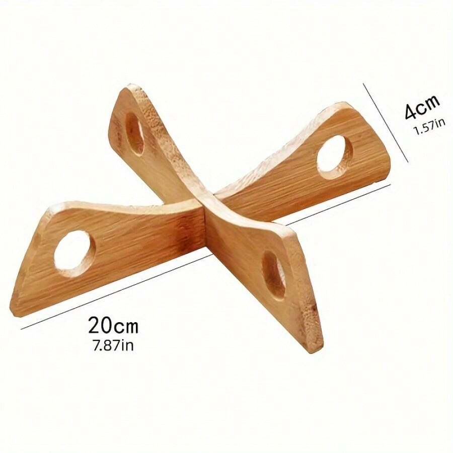 3-Leg Wooden Multi-Function Insulated Pot Stand - Anti-Scald Bamboo ...