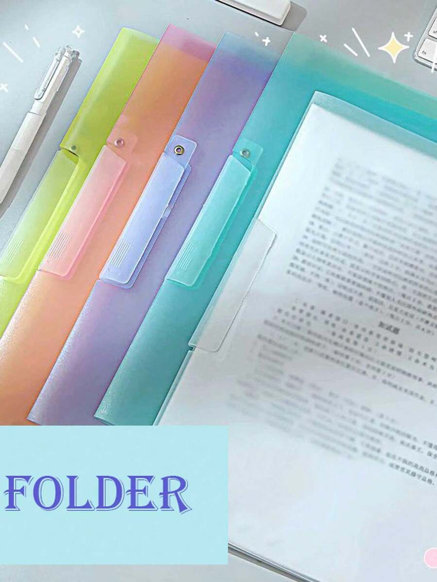 1pc A4 Colored Rotatable Side-Open Clip File Folder With Swing Pull Rod ...