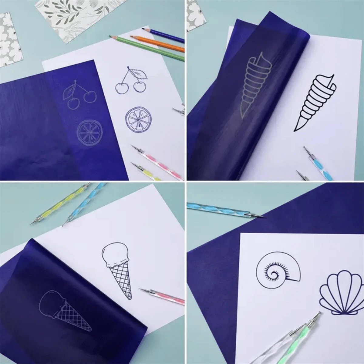 50 Sheets Of Graphite Paper, Blue Carbon Paper, Graphite Transfer Paper ...