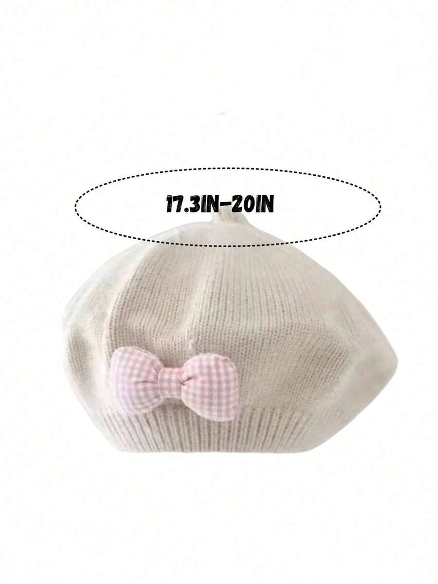 1pc Adorable Minimalist Grid Bow Tie Painter Beret - Stylish Winter ...