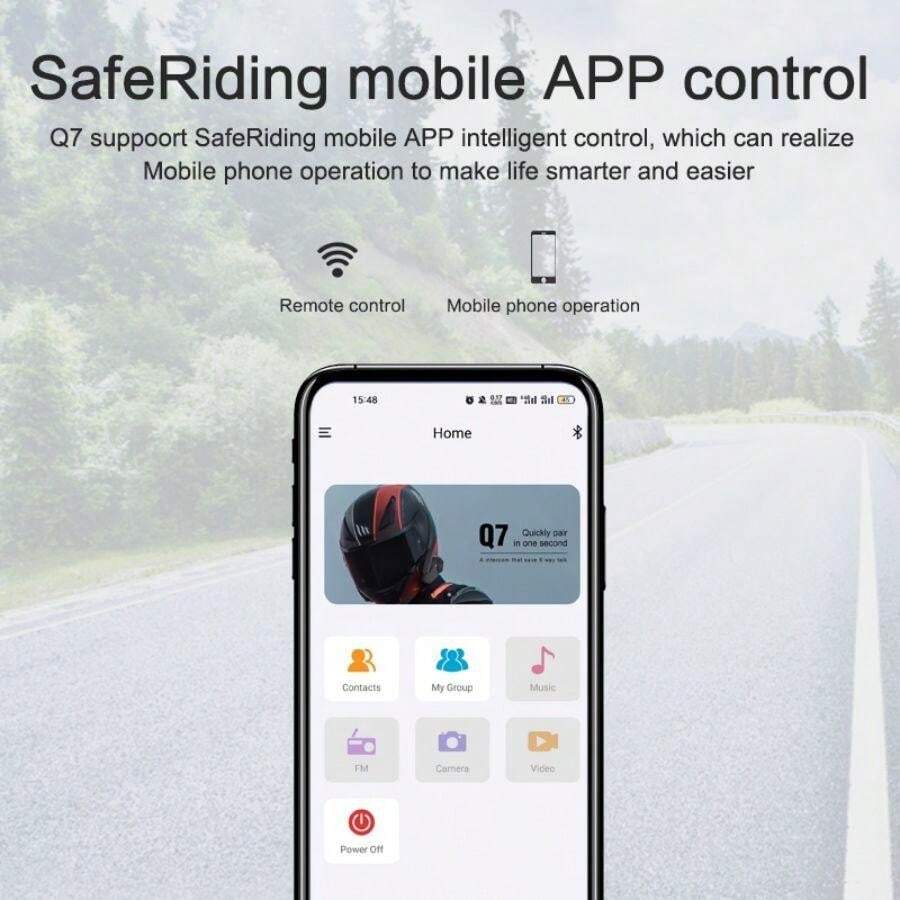 EJEAS Q7 1PC+1PC EUC Motorcycle Helmet Bluetooth Headset Intercom Up To 7 Riders Wireless ...