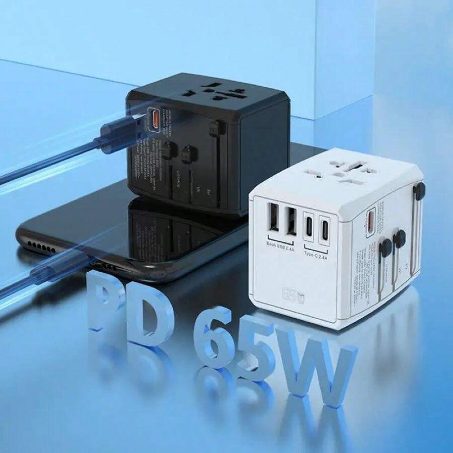 Adaptador de viaje universal, adaptador de enchufe de viaje de 45W GaN ...