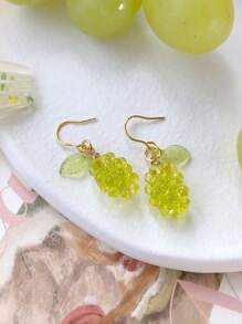 2 Pcs Fresh Summer Cute Resin Green And Purple Grape Fruit Drop Clip ...