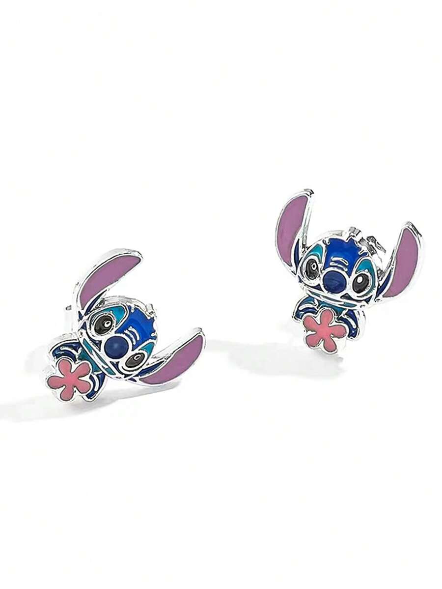 Disney Lilo & Stitch Stitch Cute Cartoon Stitch With Flower Stud ...