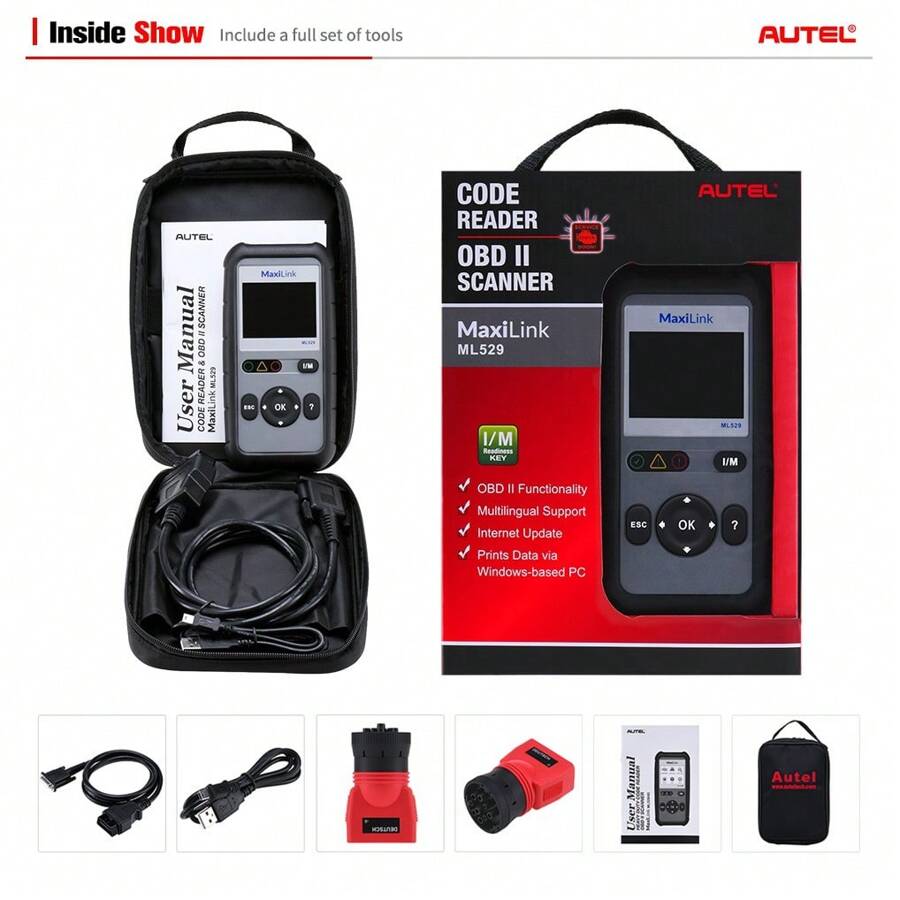 Autel OBD2 Scanner ML529 Diagnosegerät mit vollständigen OBD II ...
