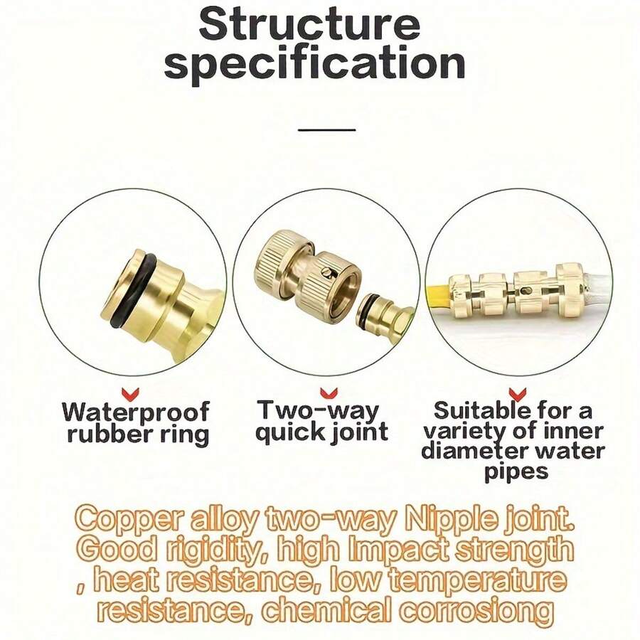 Kit de raccord de coupleur en laiton - Raccords de tuyau à connexion rapide 2 voies, adaptateur ...