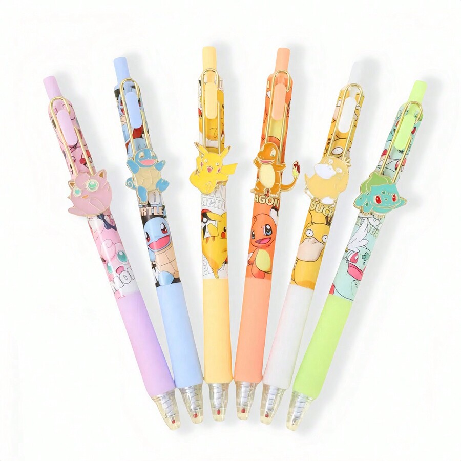 pokemon 6 Styles Neutral Pen Alloy Patch ST Pen Head Anime Figure Image ...