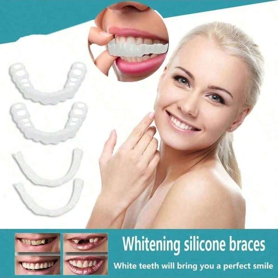 1 Set Smile Denture, Silicone Dental Braces. Soak In Hot Water To ...