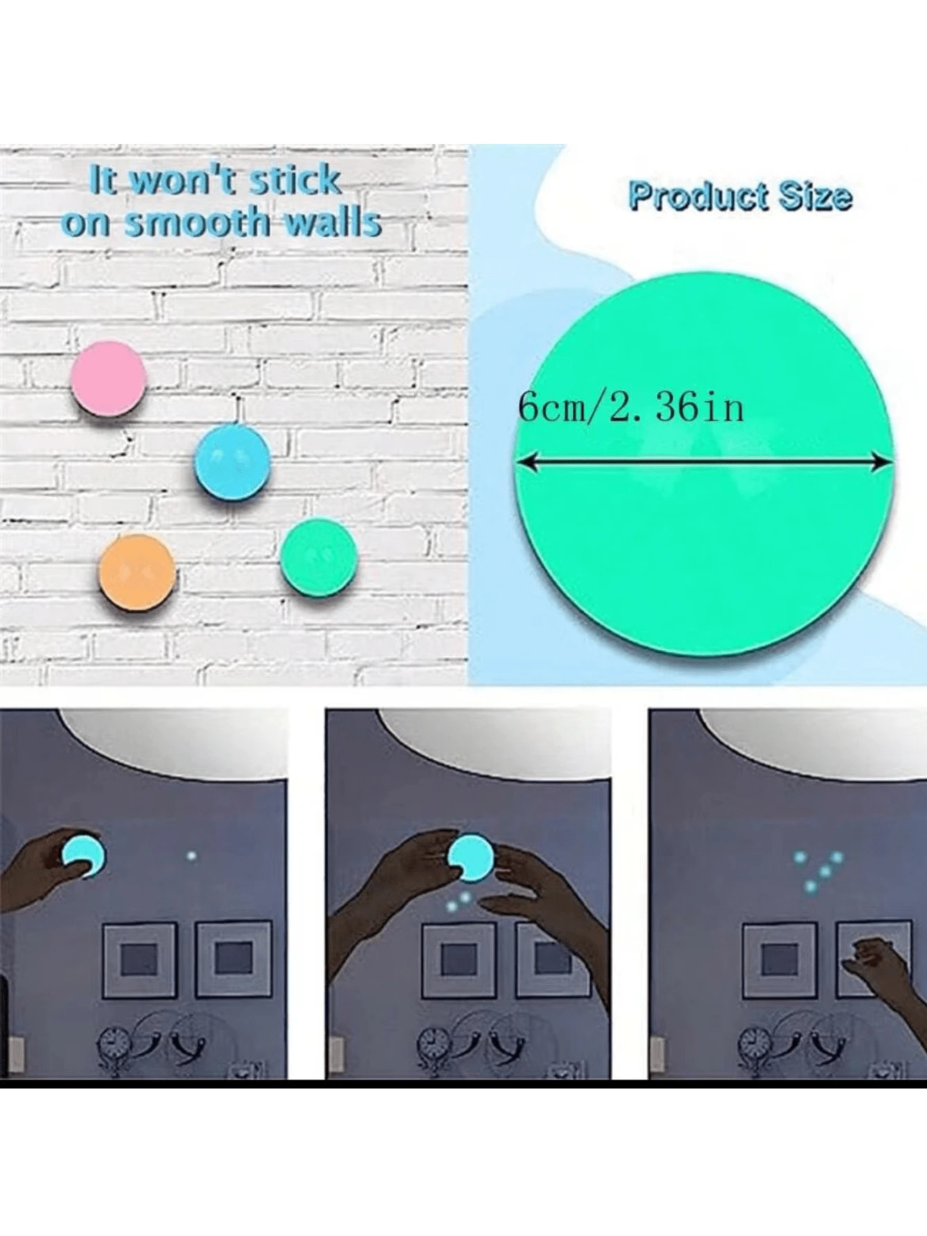 Glow In The Dark Squeeze Ball Ceiling Hanging Sticky Ball, Anti-Stress ...