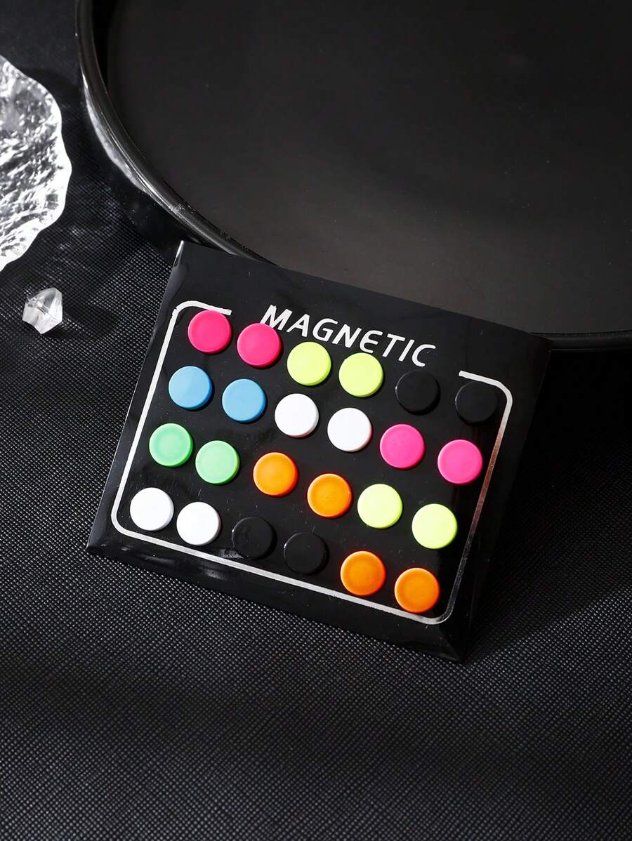 12 Pairs Teen Colors Magnetic Earrings Set Clip On Non Piercing ...