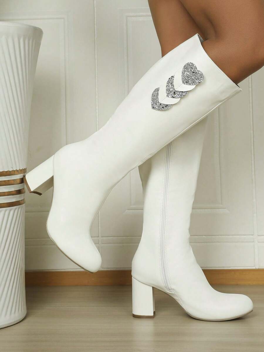 2024 New Knee-High Boots For Women, High Heel Riding Boots, Thick Heel ...