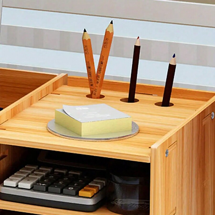 DIY Wooden Desktop Storage Organizer Shelf For Office, Computer Monitor ...