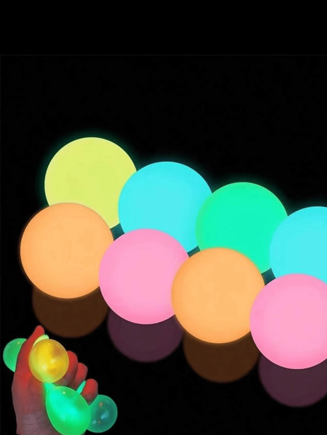 Glow In The Dark Squeeze Ball Ceiling Hanging Sticky Ball, Anti-Stress ...