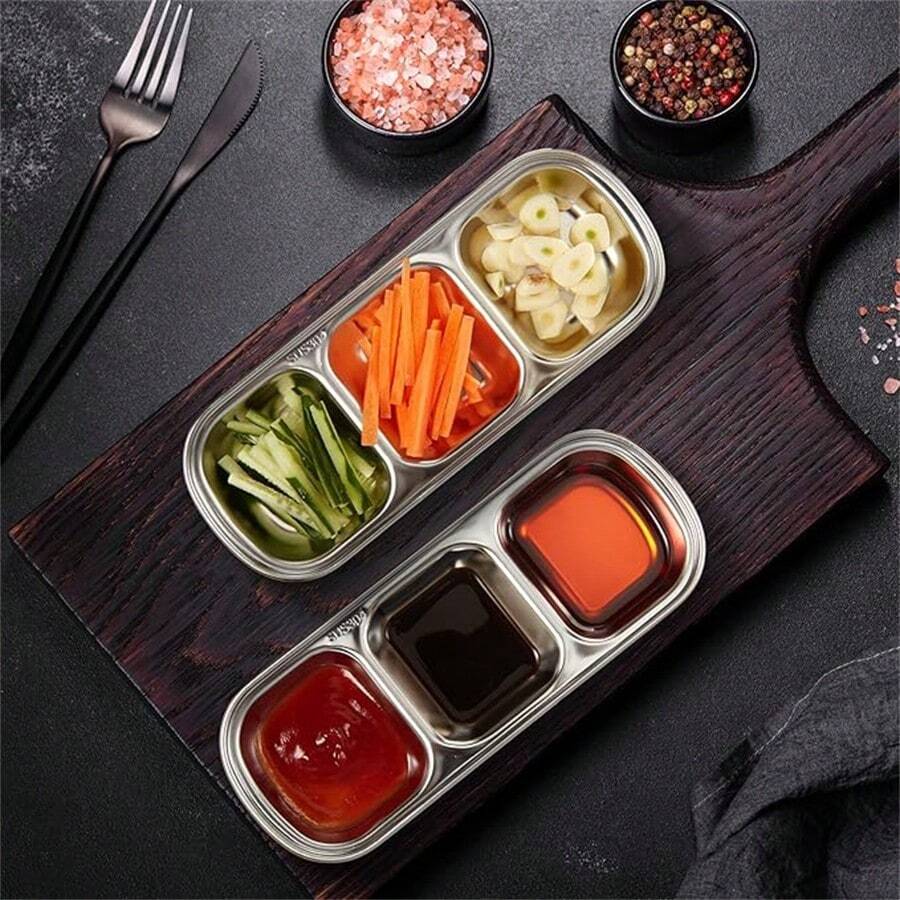 Divided Non Skewing Dipping Dish Seasoning Dish Barbecue Dipping Dish ...