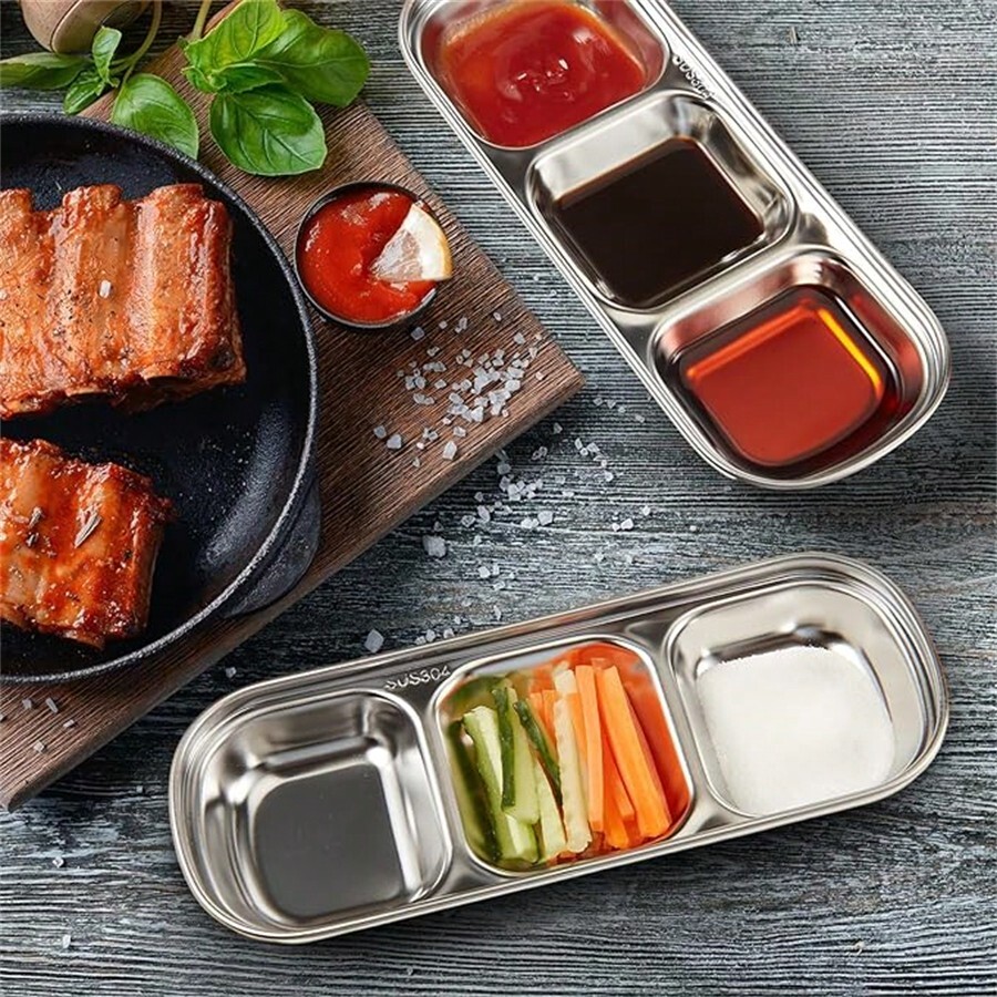 Divided Non Skewing Dipping Dish Seasoning Dish Barbecue Dipping Dish ...