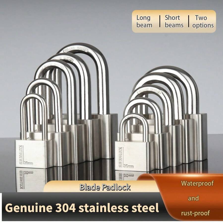 Genuine 304 Stainless Steel Padlock, Waterproof Anti-Pry Anti-Theft ...