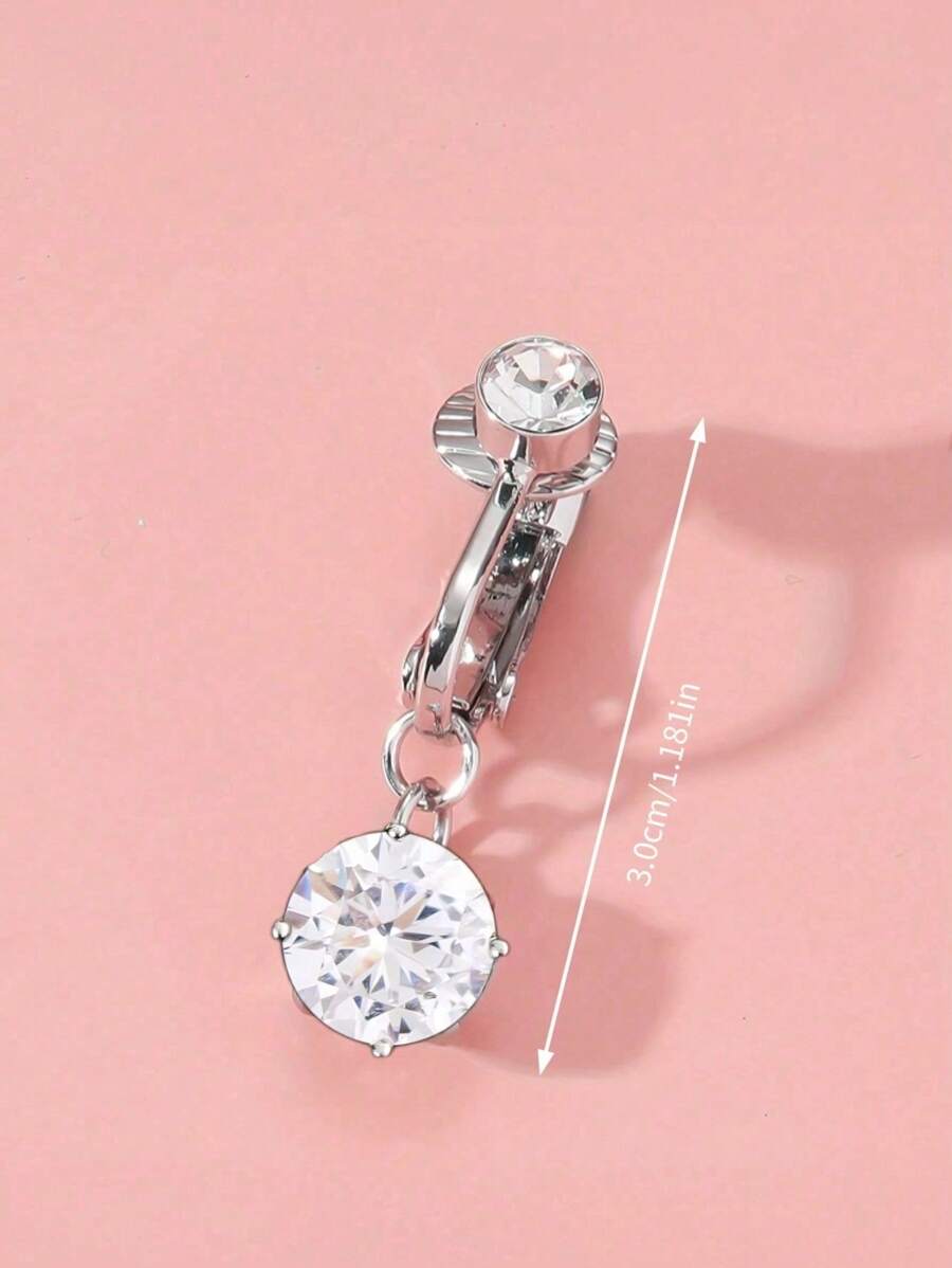 Perfect Perforated Cubic Zirconia Round Decoration Navel Belly Ring ...