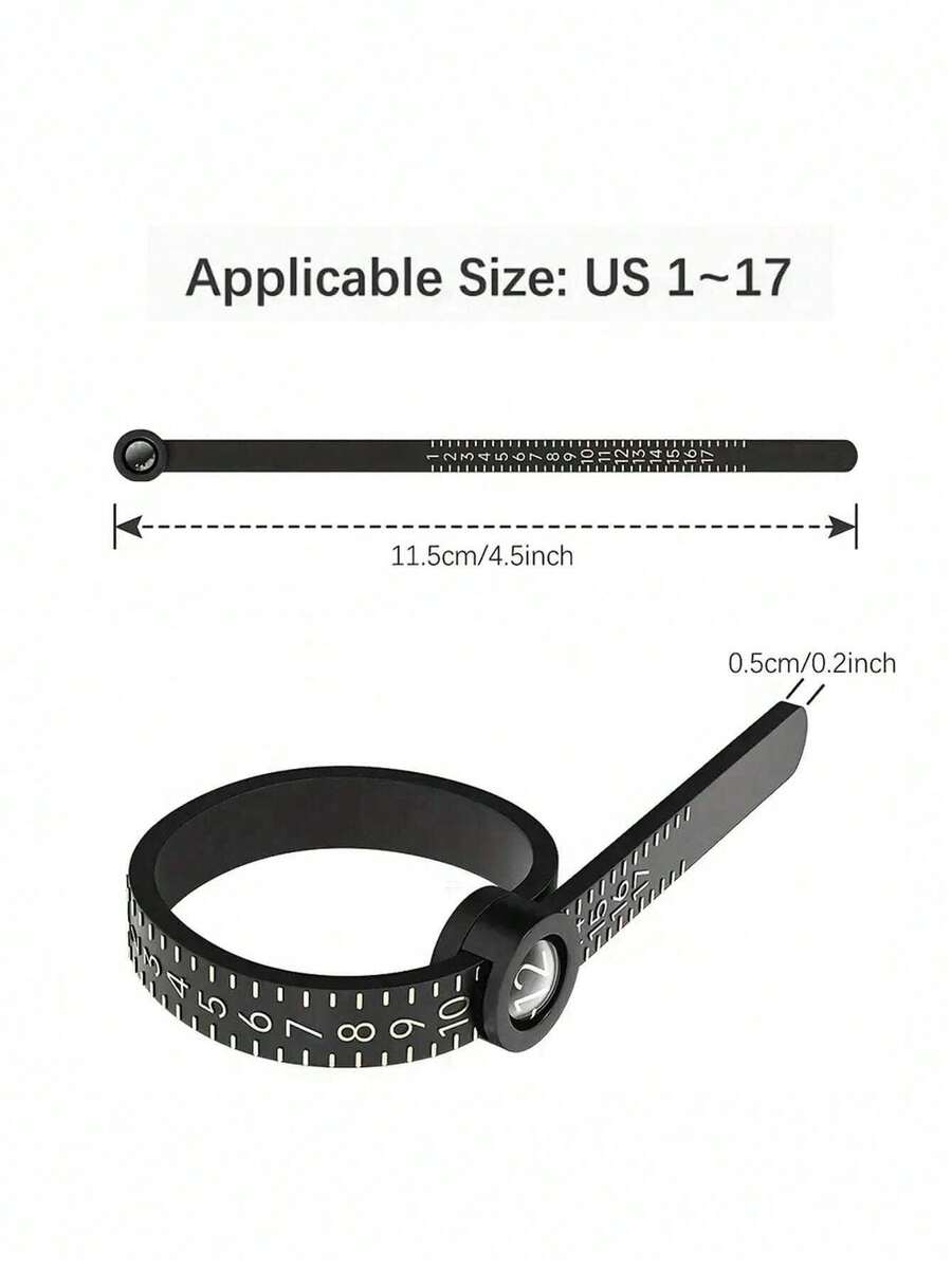Black Finger Sizer Ruler With Magnifier, Precise Ring Measuring Tool ...