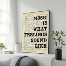 1pc/Set Vintage Canvas Music Quote Print Wall Art, 'Music Is The Sound ...
