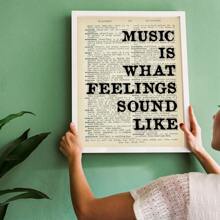1pc/Set Vintage Canvas Music Quote Print Wall Art, 'Music Is The Sound ...