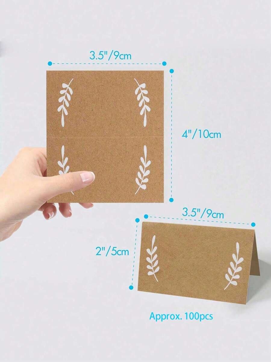 100 Sheets With White Laurel Leaves Kraft Card Rustic Wedding Table 100-sheets-with-white-laurel-leaves-kraft-card-rustic-wedding-table