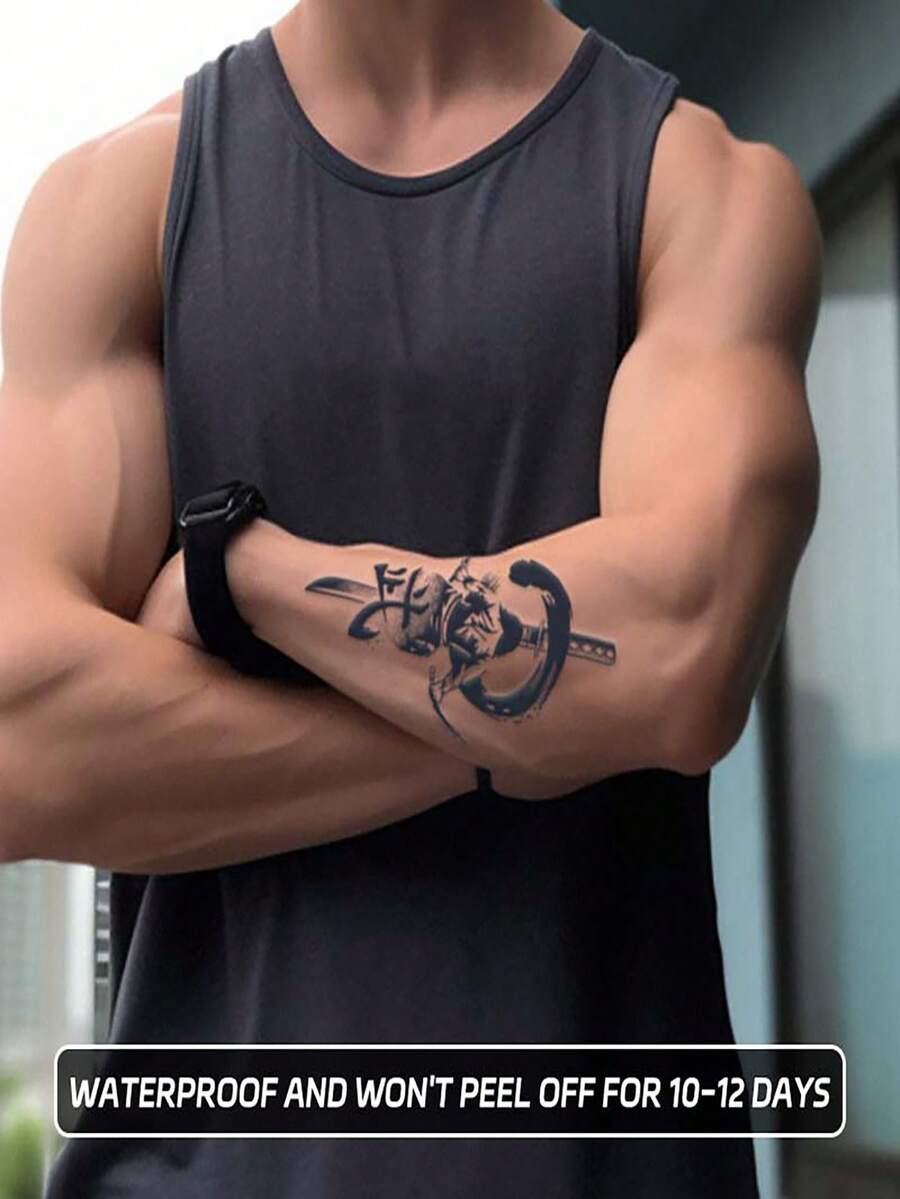 Samurai Sword Herbal Juice Tattoo Patch For Men Waterproof, Durable ...