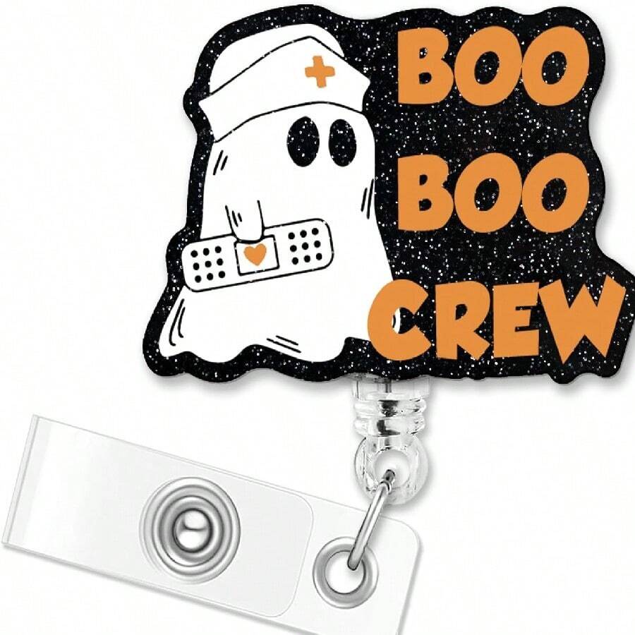 Boo Boo Crew Retractable Black Flashing Badge Scroll With Clip, Funny ...