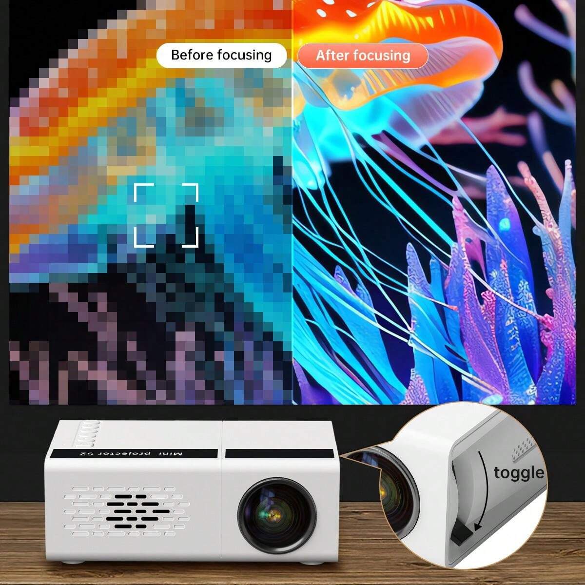 Mini Projector,Portable HD Video Projector,Suitable For Hostel,Home ...