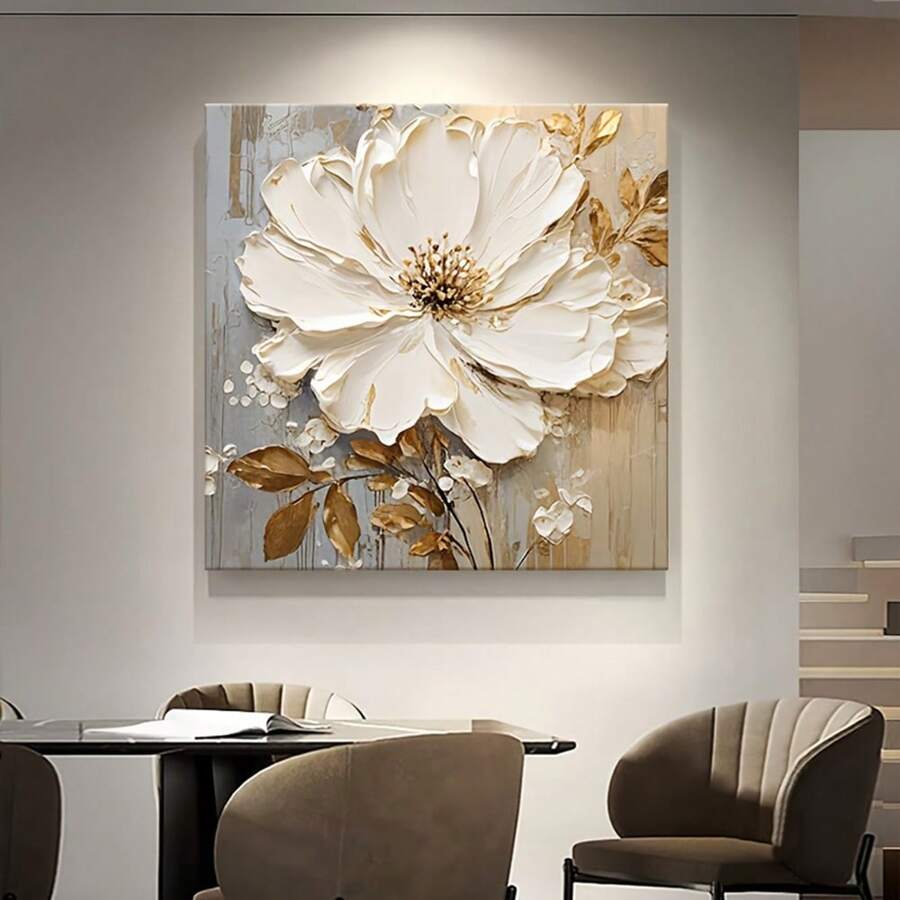 1pc Framed Floral Canvas Art - Perfect For Dining Room & Living Room ...