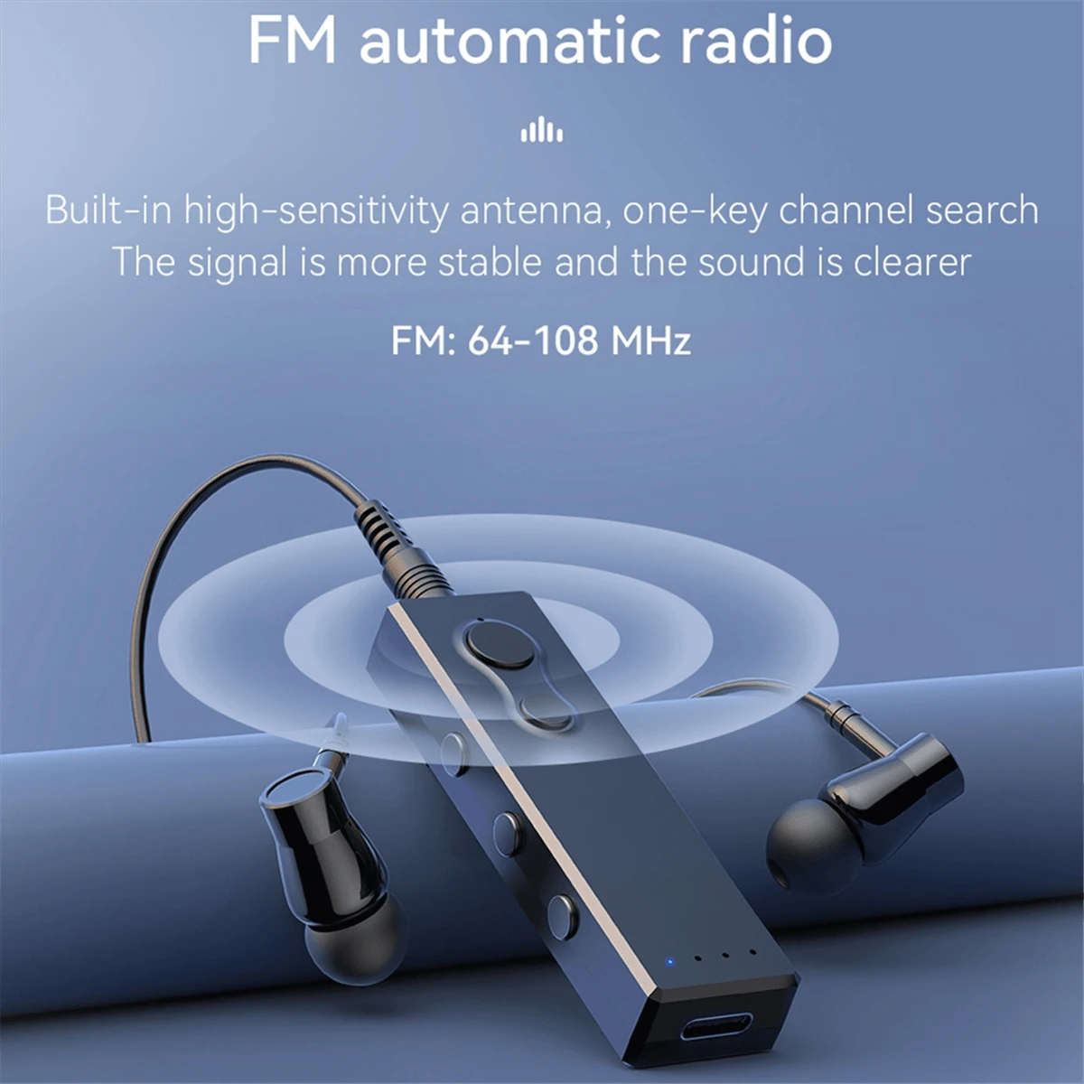 Pocket FM Radio 64-108MHz Portable Sports Bluetooth 5.3 Receiver With ...