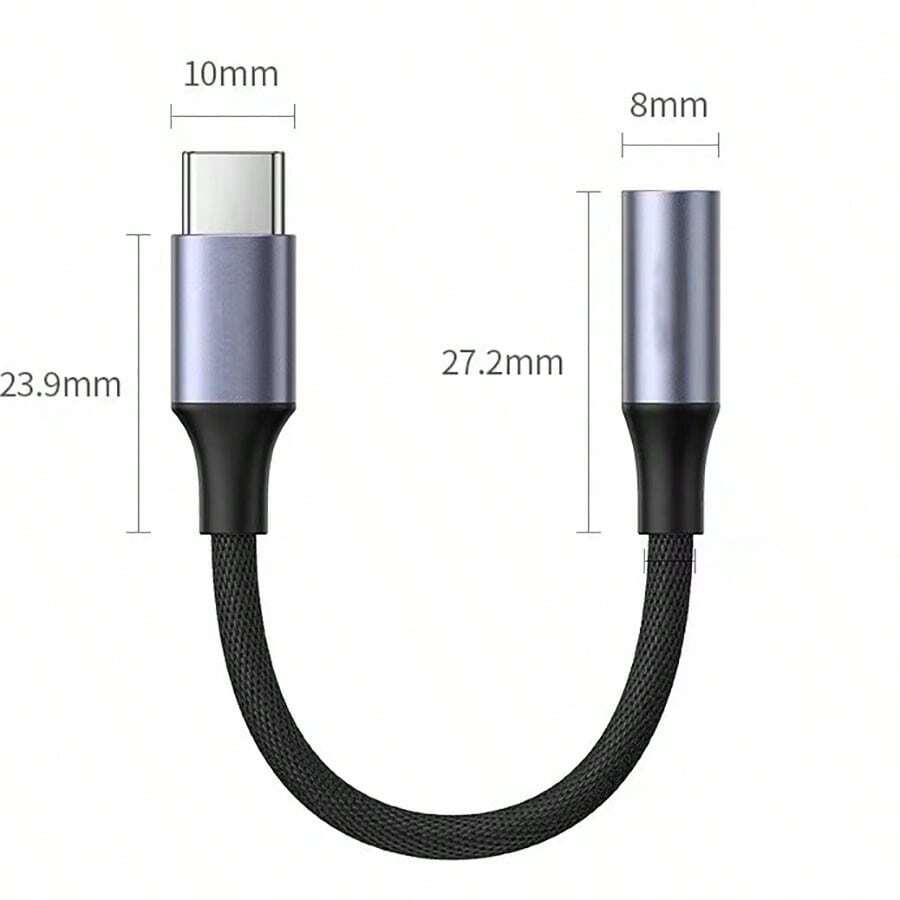 Adaptador y cable de carga 2 en 1 de USB Tipo C a conector de auriculares de 3.5 mm, convertidor ...