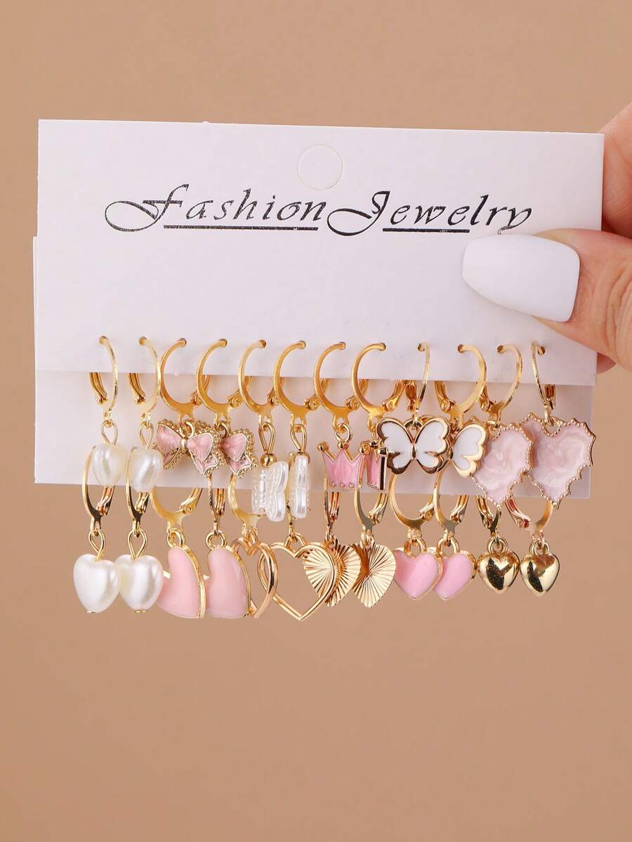 24pcs/Set Alloy Pendant Teen Jewelry Set Including Heart, Butterfly ...