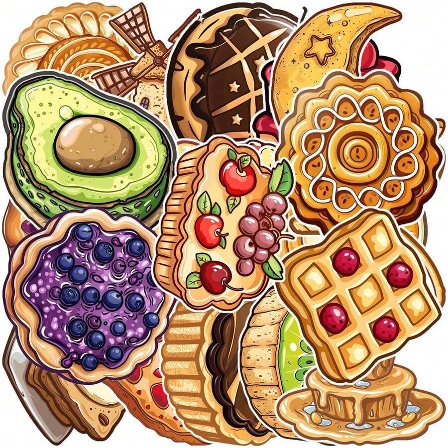 53 PCS Unique Biscuit Stickers - Waterproof Vinyl Decals For Laptops ...