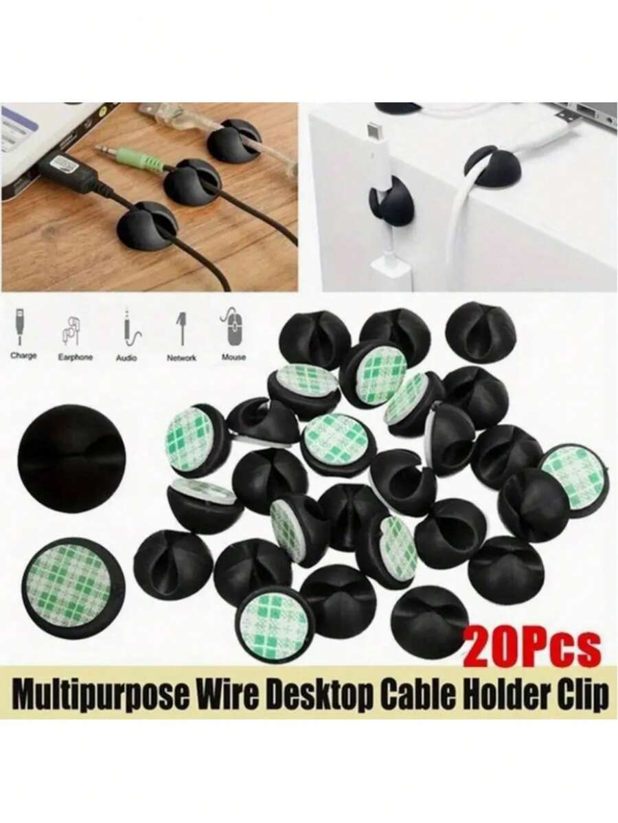 20pcs Silicone Cable Clips, Adhesive Cable Organizers For USB Charging ...