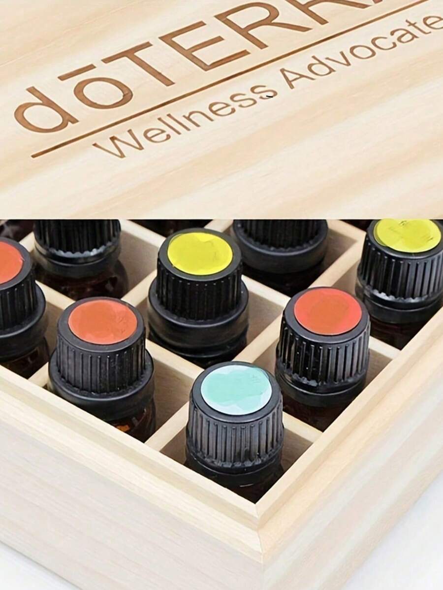 25 Slots Wooden Essential Oil Storage Box Holds Up To 25 Bottles ...