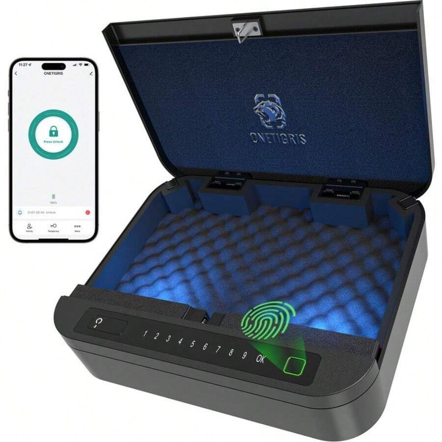 OneTigris Biometric Safe Box, 0.1S Smart APP Quick Access Safe For ...
