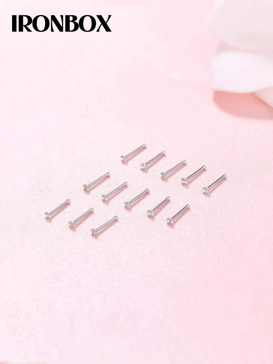 IRONBOX 1PC Nose Studs Rings Made With Austrian Crystal Piercing Pin ...