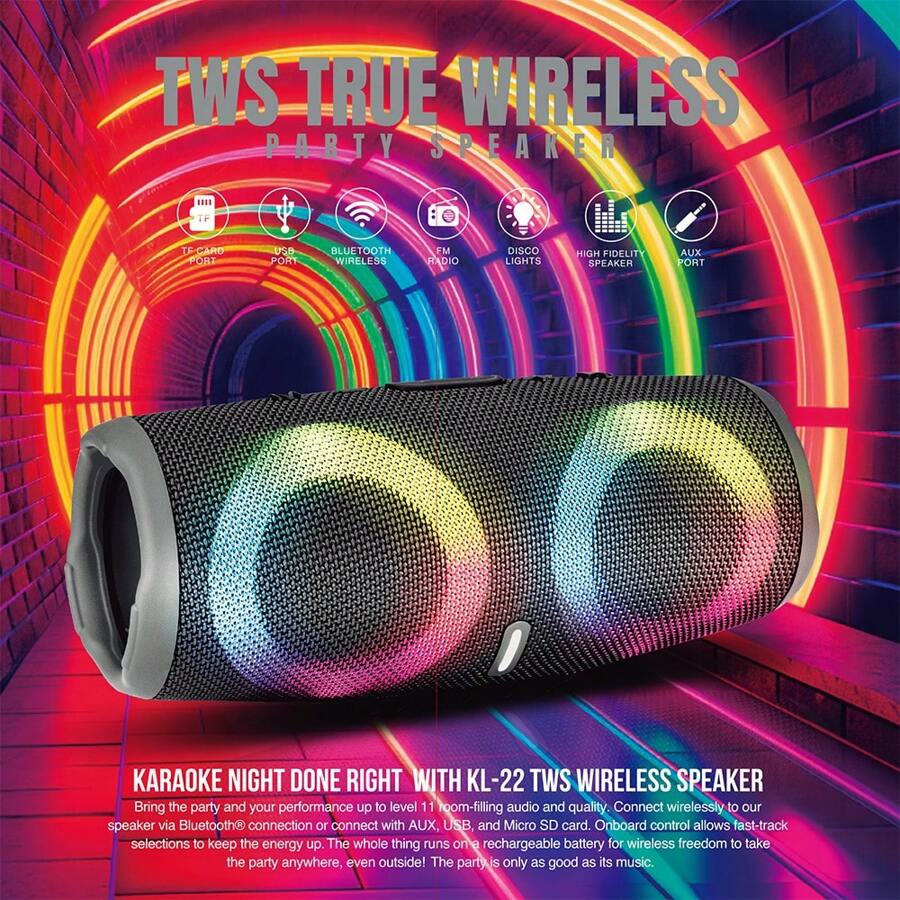 TOPTECH KL-22,Bluetooth Party Speaker,USB/SD,FM Radio,AUX,Party Disco ...