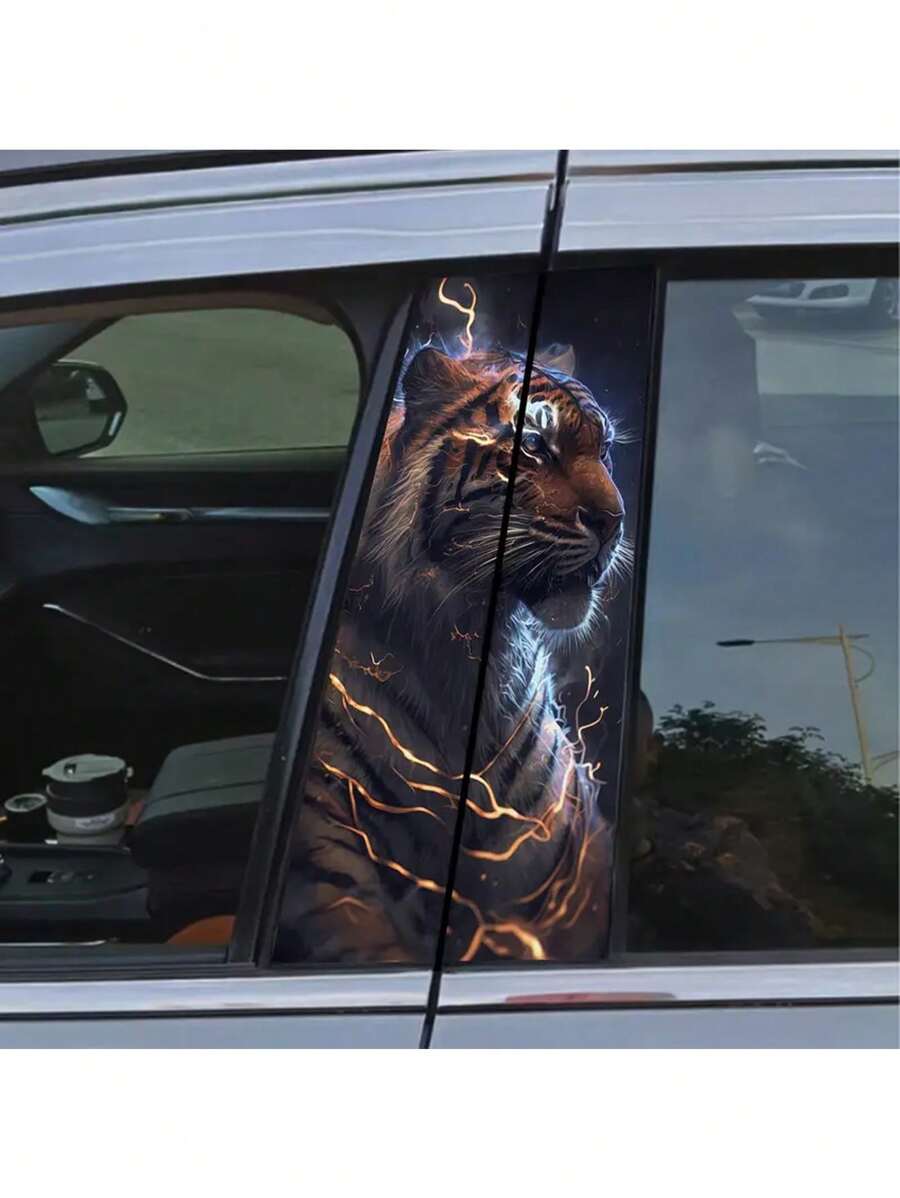 2 Tiger Car Stickers - Vinyl B-Pillar Tiger Label Stickers, Suitable ...