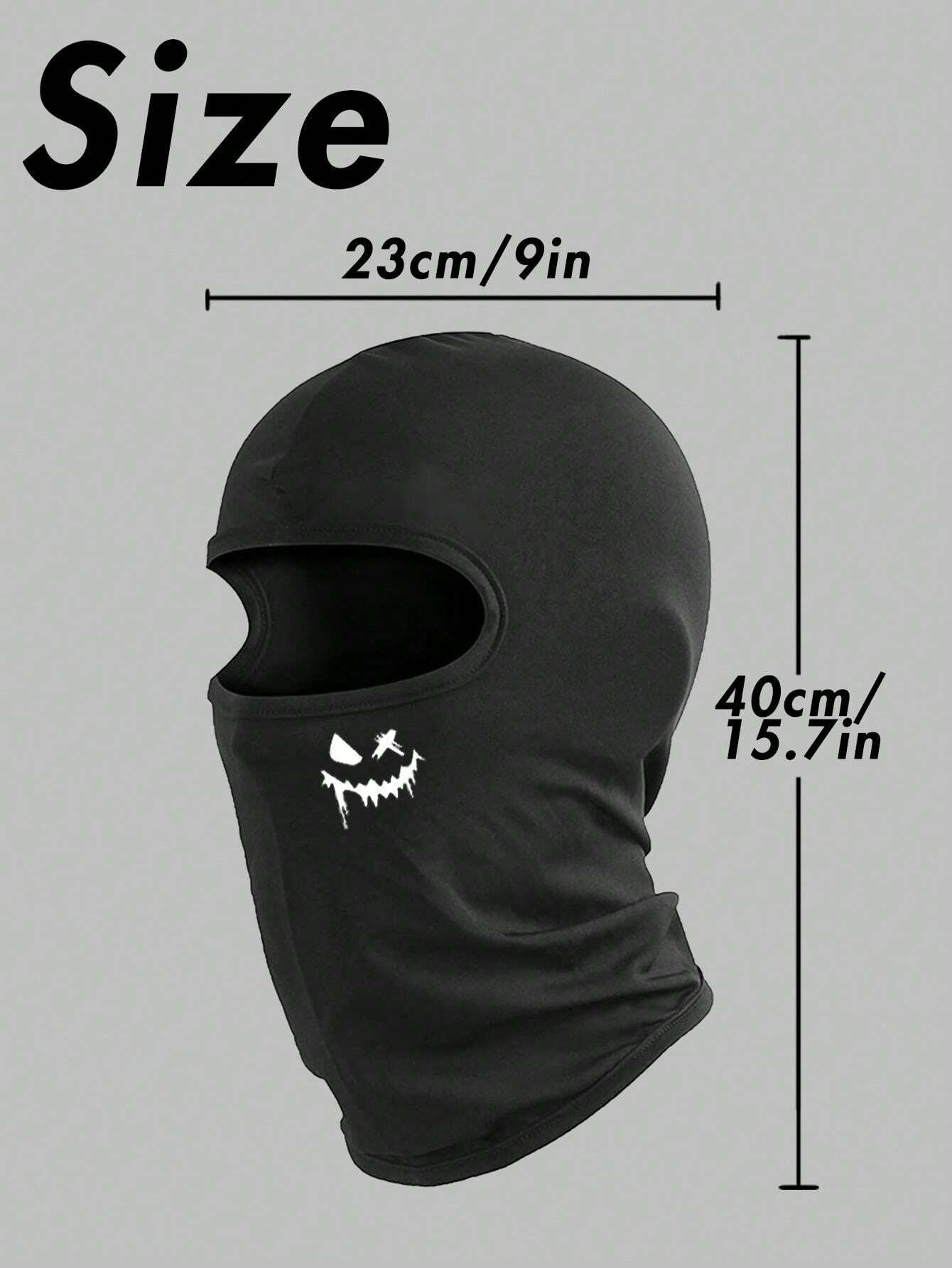 Musion 2pcs Halloween Trend Evil Smiling Printing Balaclava Outdoor ...