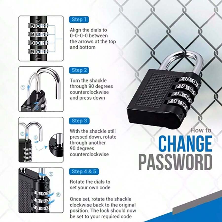 4-Dial Combination Weatherproof Outdoor Padlock Locker Gate Shed HEAVY ...