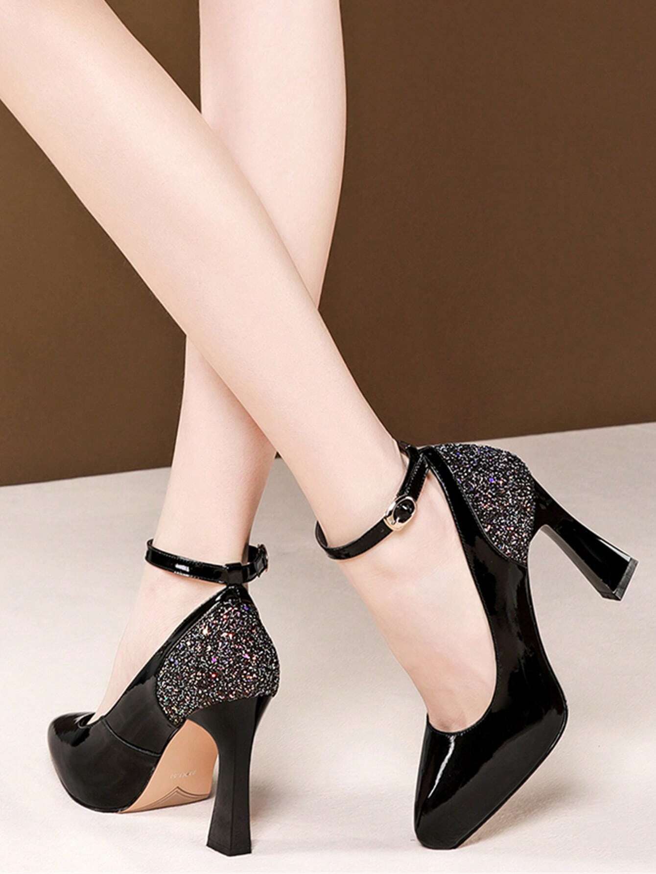 Women High Heel Shoes Waterproof Platform Low Vamp Work Pumps For ...