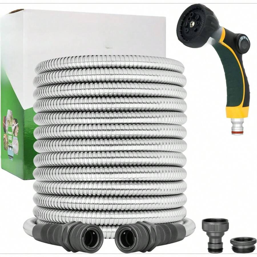 Flexible Stainless Steel Water Hose With Solid Fittings And Sprayer ...