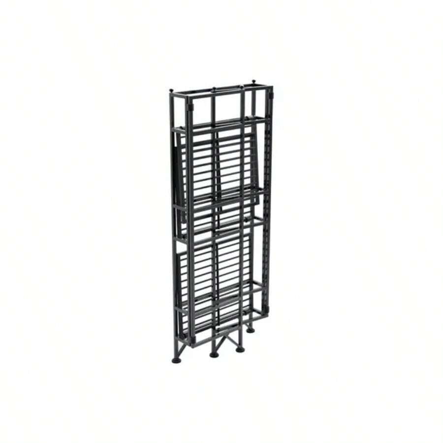 3-Layer Folding Metal Rack - 32.5 Inches Black, A Good Helper For Home ...