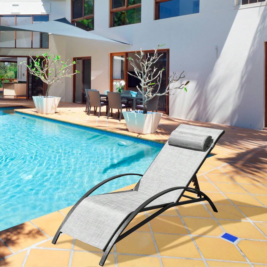 All-Weather Textiline Recliner Chairs Set Of 3 Outdoor Lounge Chairs ...
