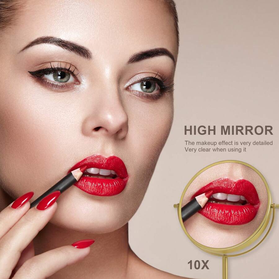 8-Inch Luxury Gold Tabletop Makeup Mirror, Dual-Sided Vanity Mirror ...