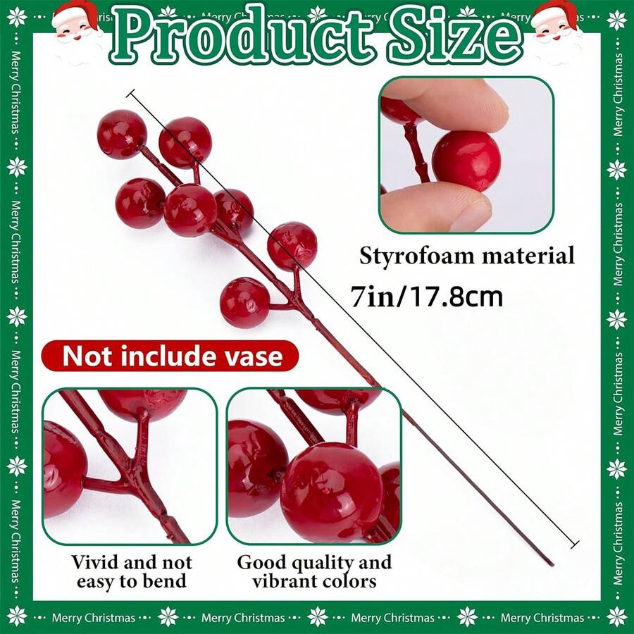 Artificial Holly Berries, Mini Fake Berries Decor On Wire For Christmas ...